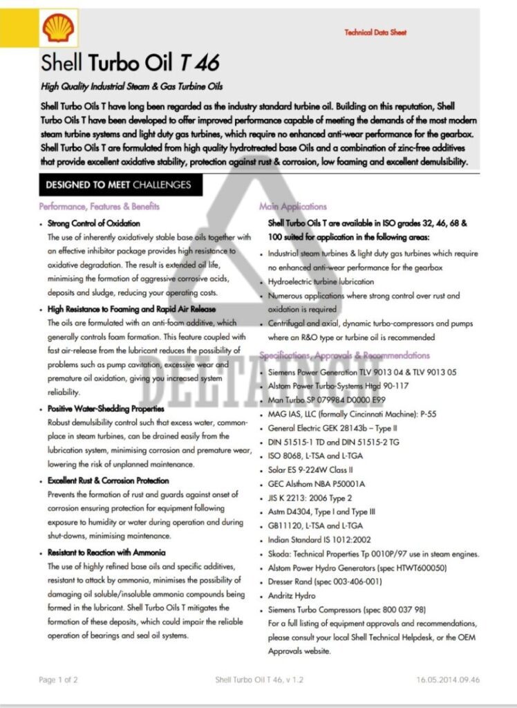 Shell Turbo T 46 209L – Deltainch
