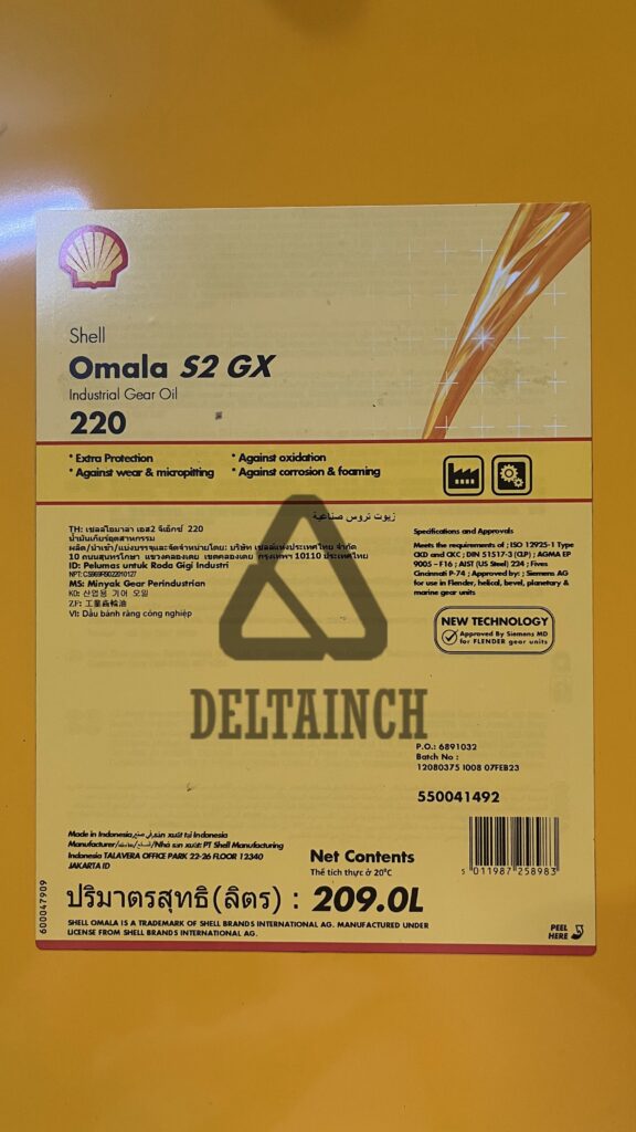 Shell Omala S2 GX 220 209L – Deltainch