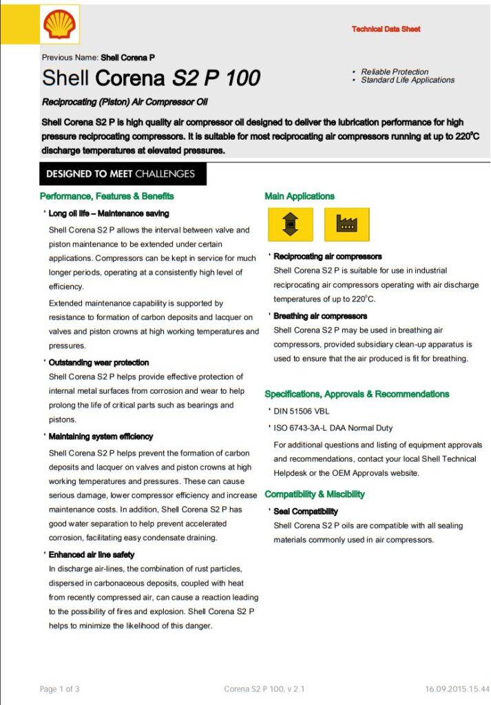 Deltainch - Shell Corena S2 P 100 209 L Distributor Oli Shell