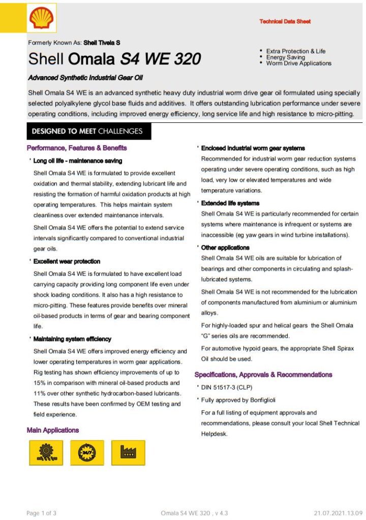 Shell Omala S4 WE 320 20L – Deltainch