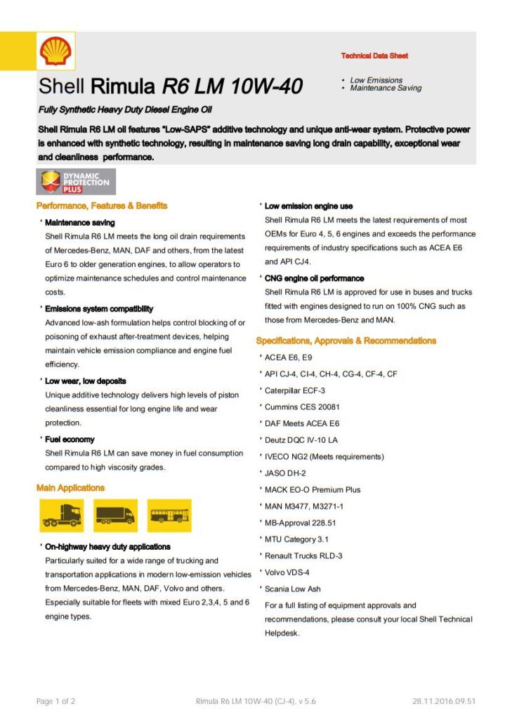 Shell Rimula R6 LM 10W-40 209L – Deltainch