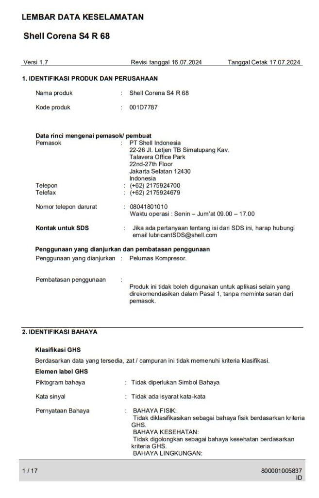 Shell Corena S4 R 68 – 209 Liter – Deltainch