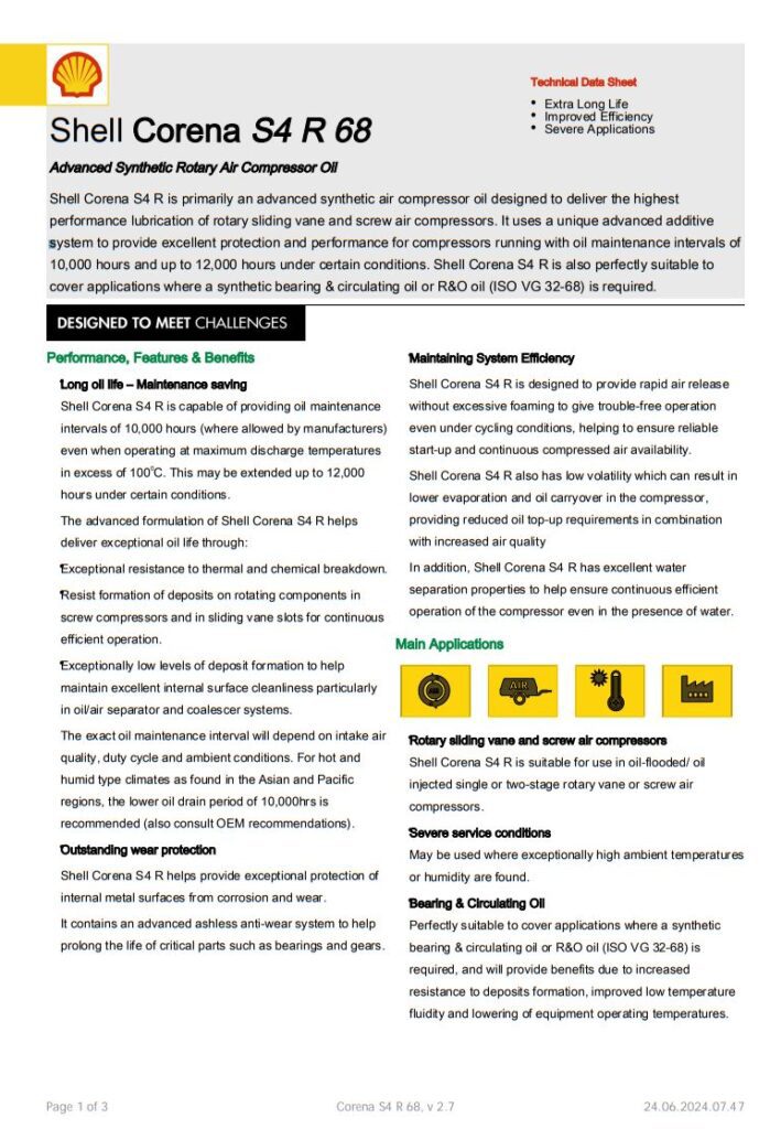 Shell Corena S4 R 68 – 209 Liter – Deltainch