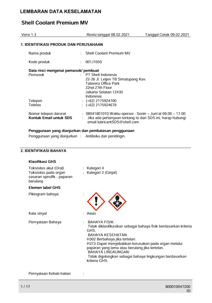 Shell Coolant Premium MV – Deltainch